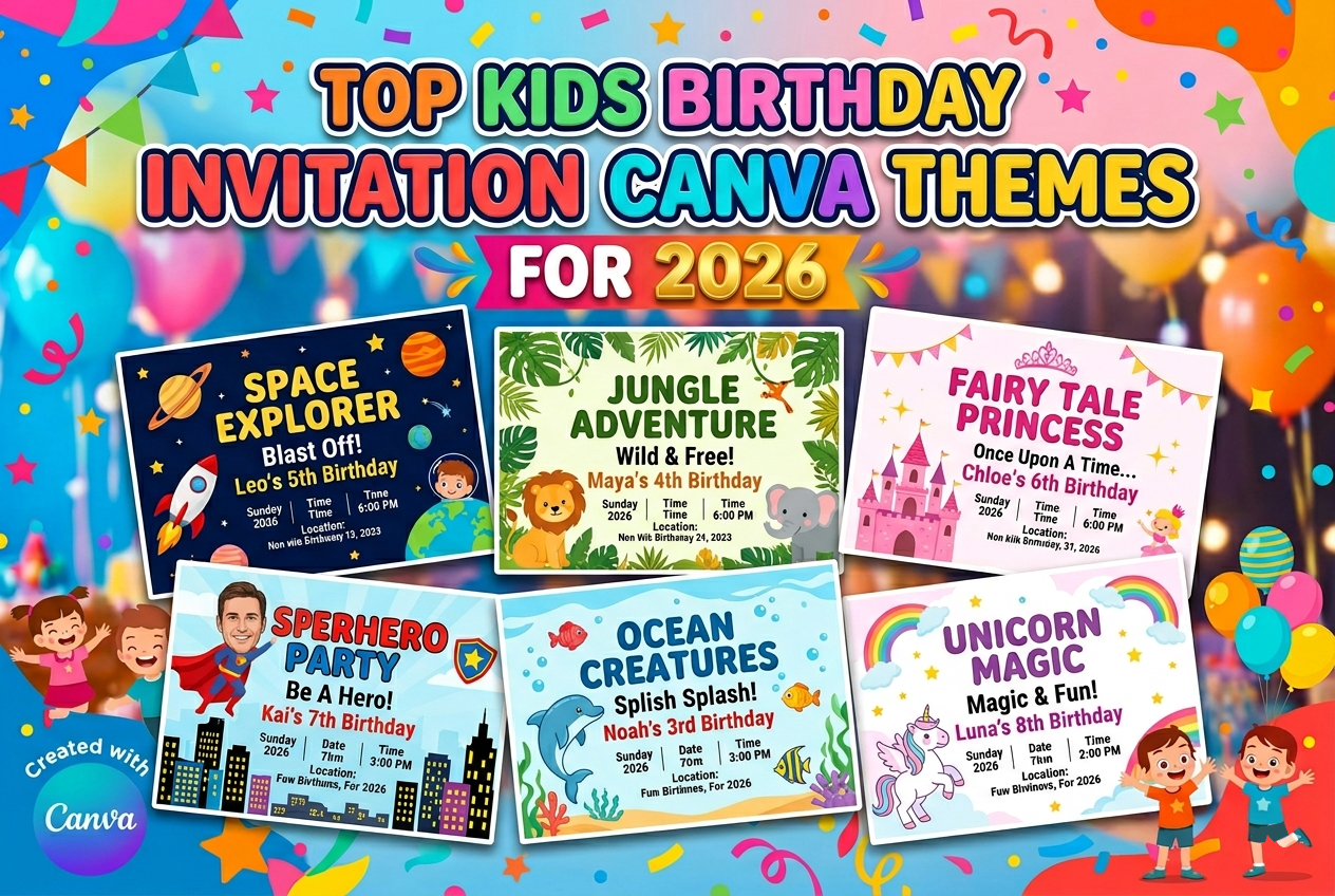 Top Kids Birthday Invitation Canva Themes for 2026 – Earthyprints